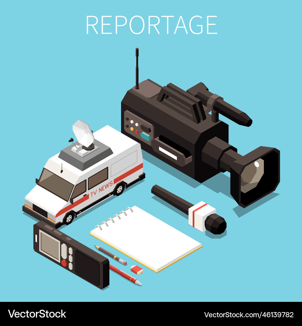 News media isometric set Royalty Free Vector Image