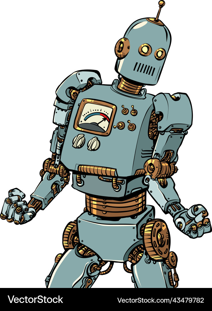 Strong robot with powerful arms in bodybuilders Vector Image