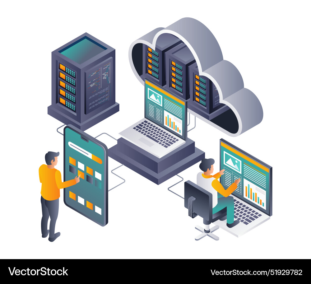 Team In Ensuring Transaction Security On Cloud Vector Image