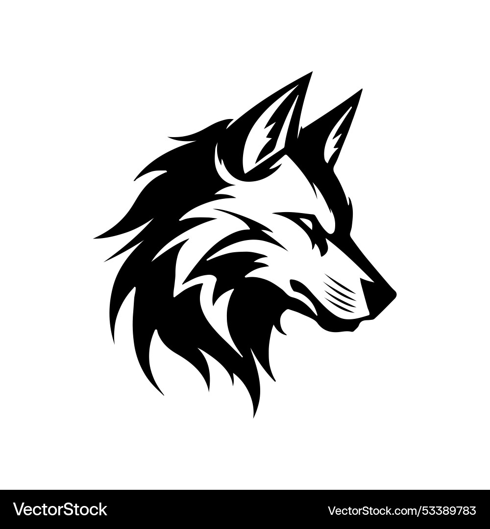 A black and white drawing of wolf Royalty Free Vector Image
