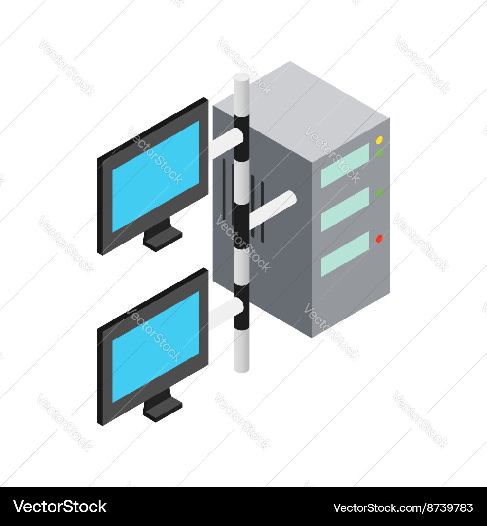 Computer network icon isometric 3d style Vector Image
