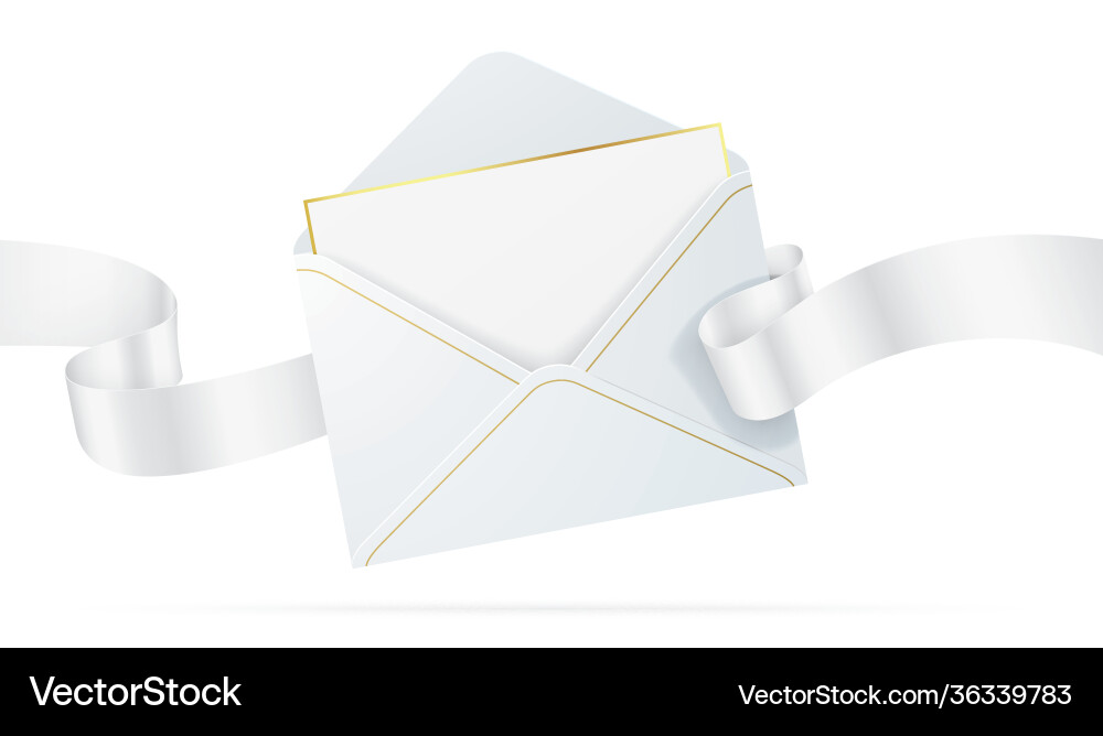 Envelope with ribbon isolated on white Royalty Free Vector