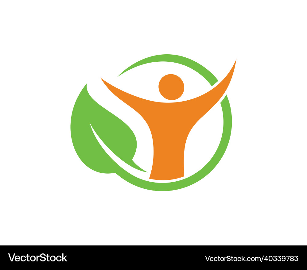 Green people logo template design emblem Vector Image