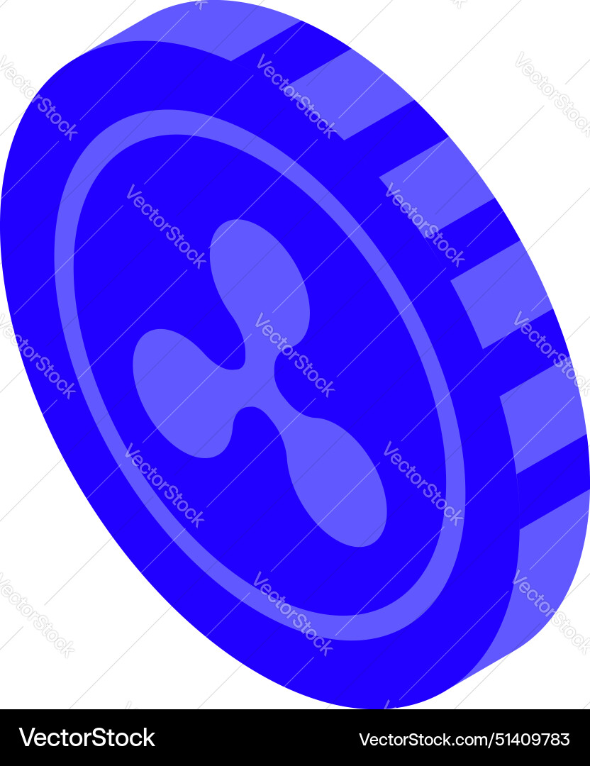 Isometric blue cryptocurrency coin Royalty Free Vector Image