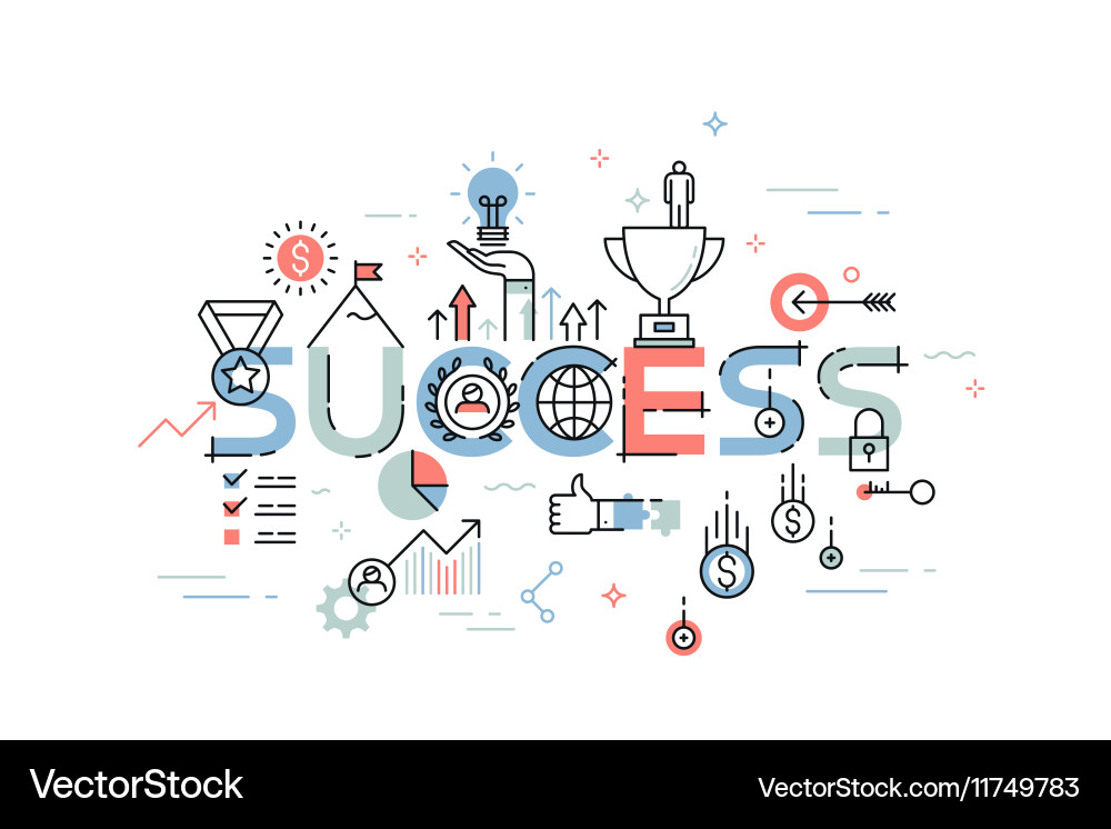 Modern thin line design concept for success Vector Image