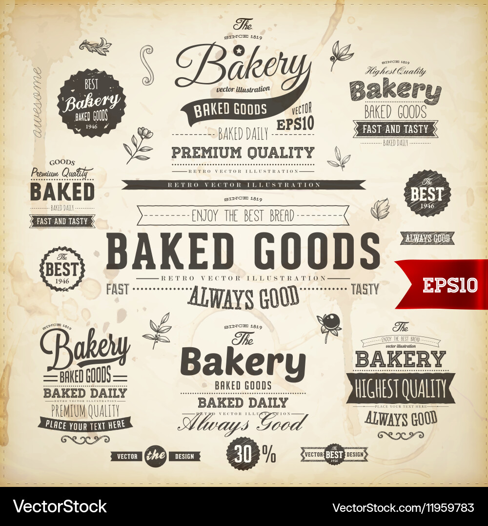 Retro Bakery Label Set Royalty Free Vector Image