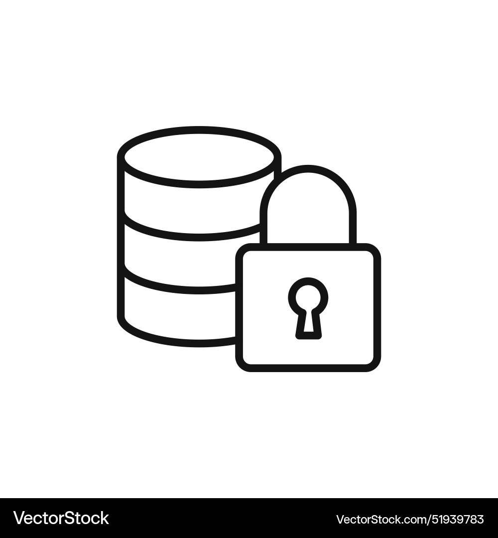 Secure data base icon logo sign outline Royalty Free Vector