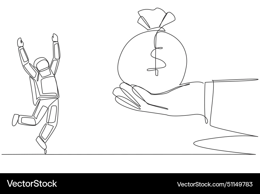 Single one line drawing astronaut was excited Vector Image