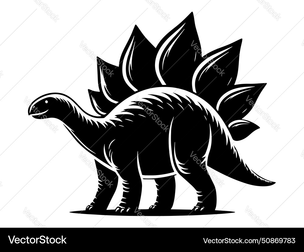 Stegosaurus dinosaur silhouette Royalty Free Vector Image