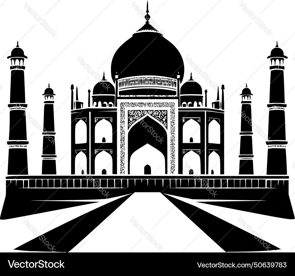 Taj mahal silhouette Royalty Free Vector Image