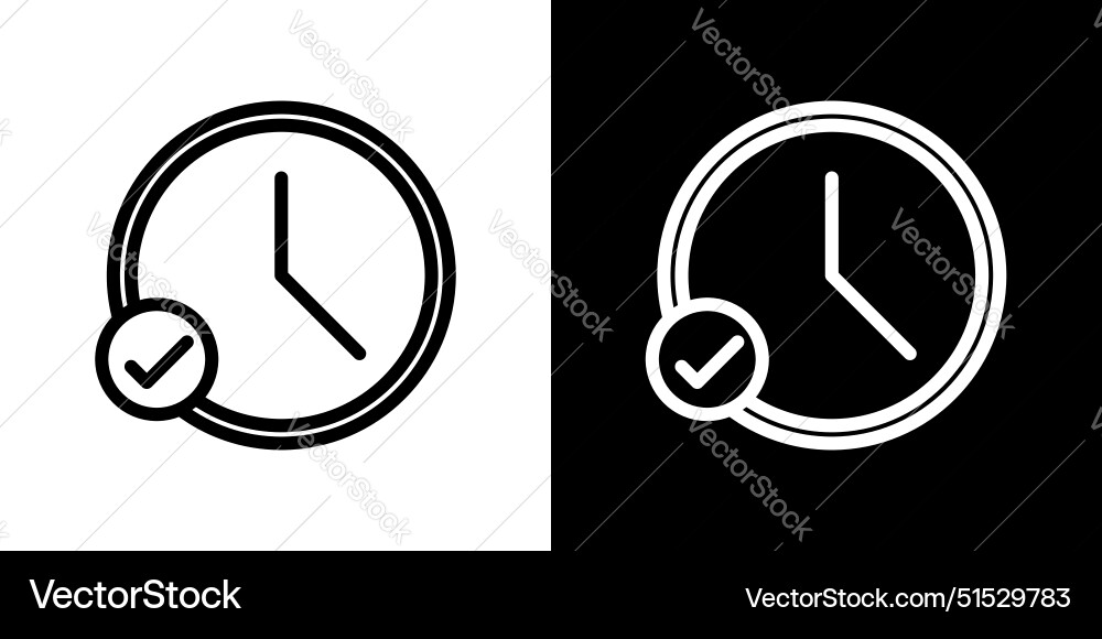 Time check icon set correct pictogram Royalty Free Vector