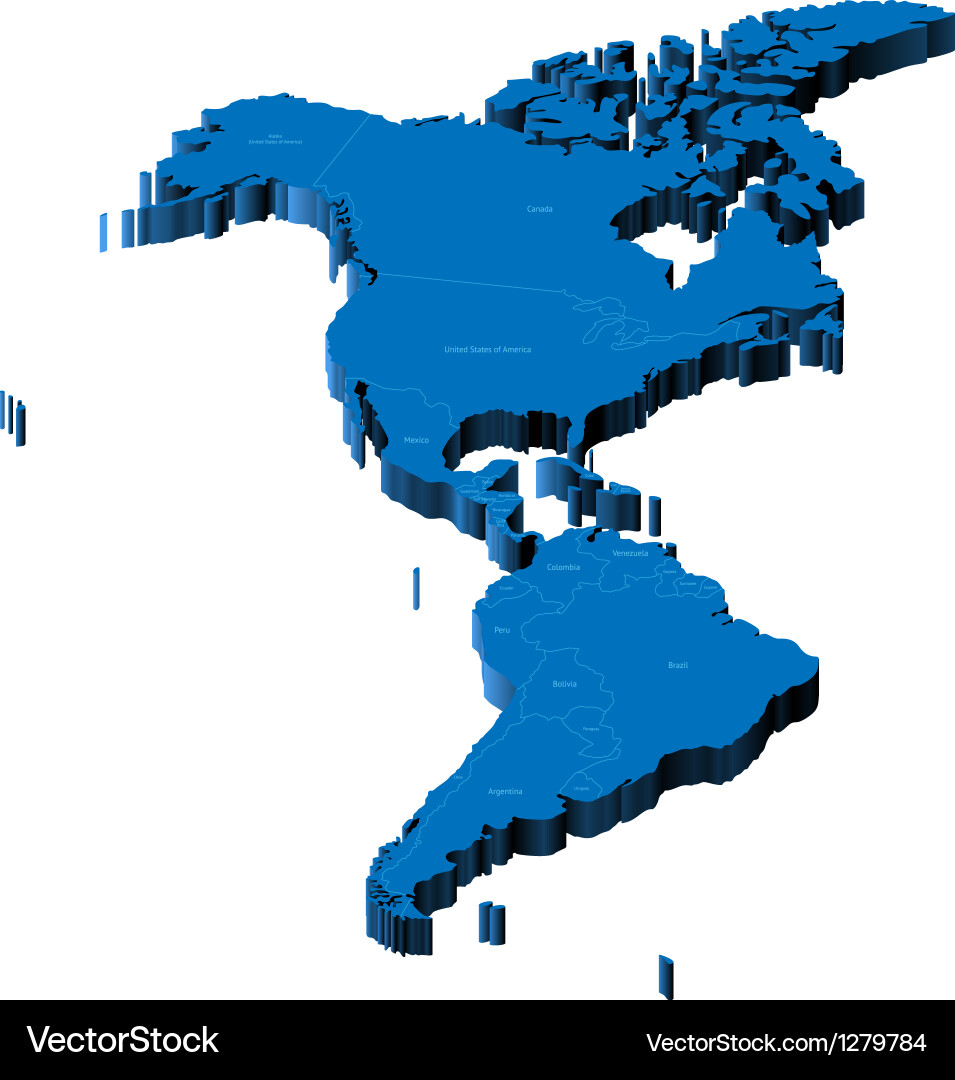 3d map of americas Royalty Free Vector Image - VectorStock