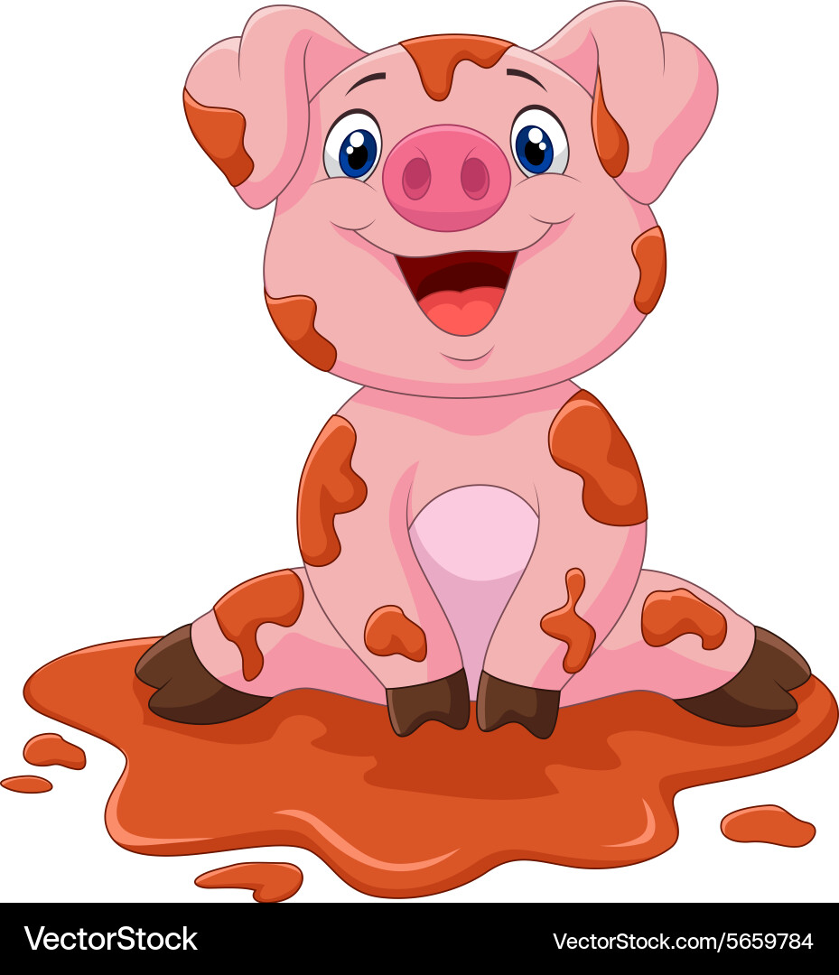 Cartoon cute baby pig Royalty Free Vector Image