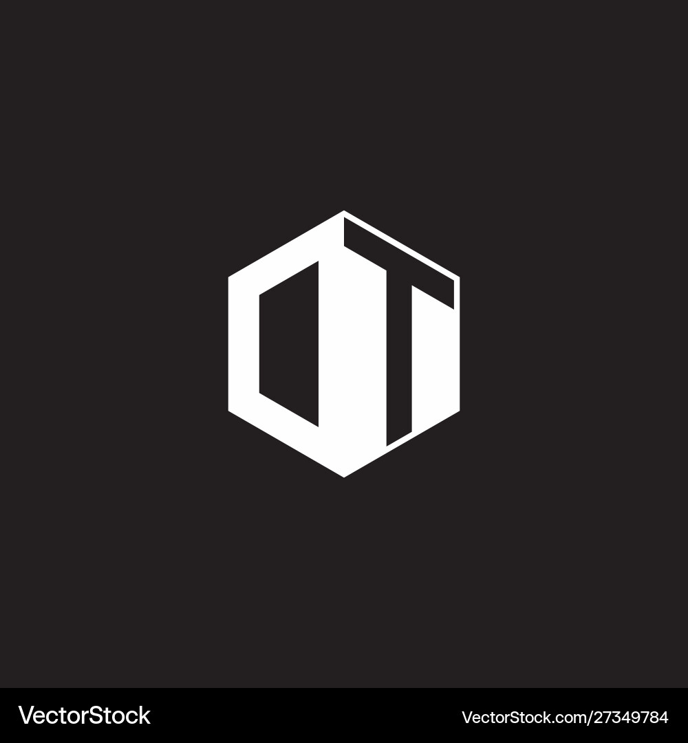 Dt logo monogram hexagon with black background Vector Image