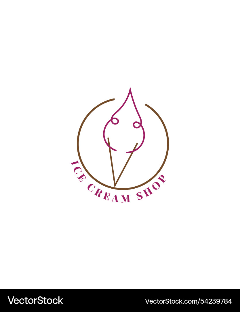 Ice cream shop logo round Royalty Free Vector Image