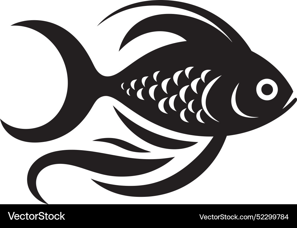 Inky aquatic nocturne black fish Royalty Free Vector Image