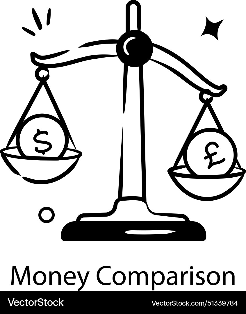 Money comparison Royalty Free Vector Image - VectorStock