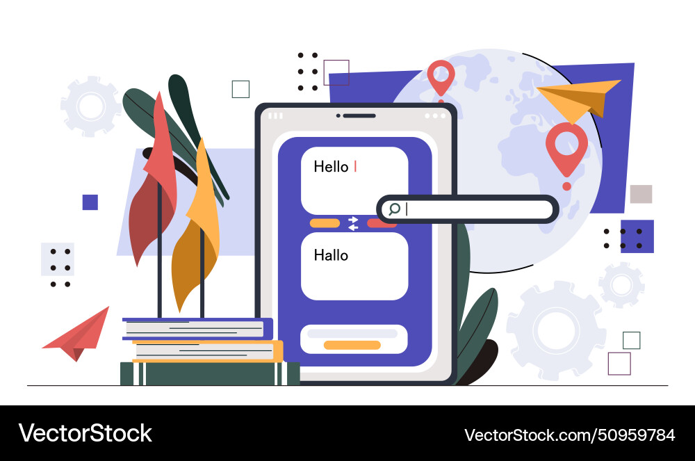 Online translator concept Royalty Free Vector Image