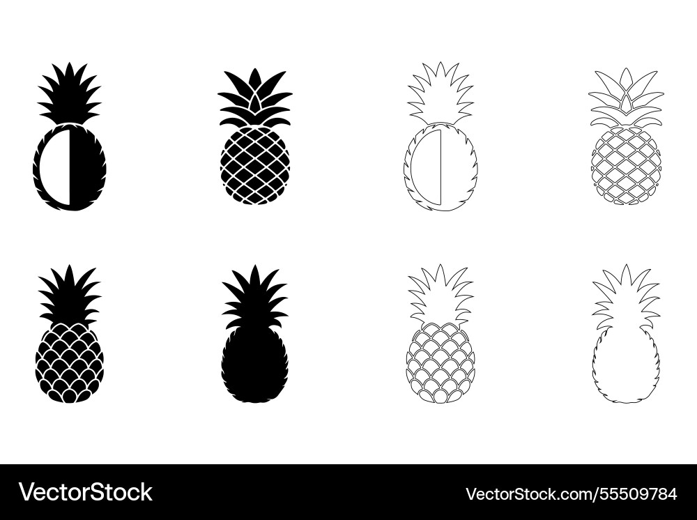 Pineapple icons set Royalty Free Vector Image - VectorStock