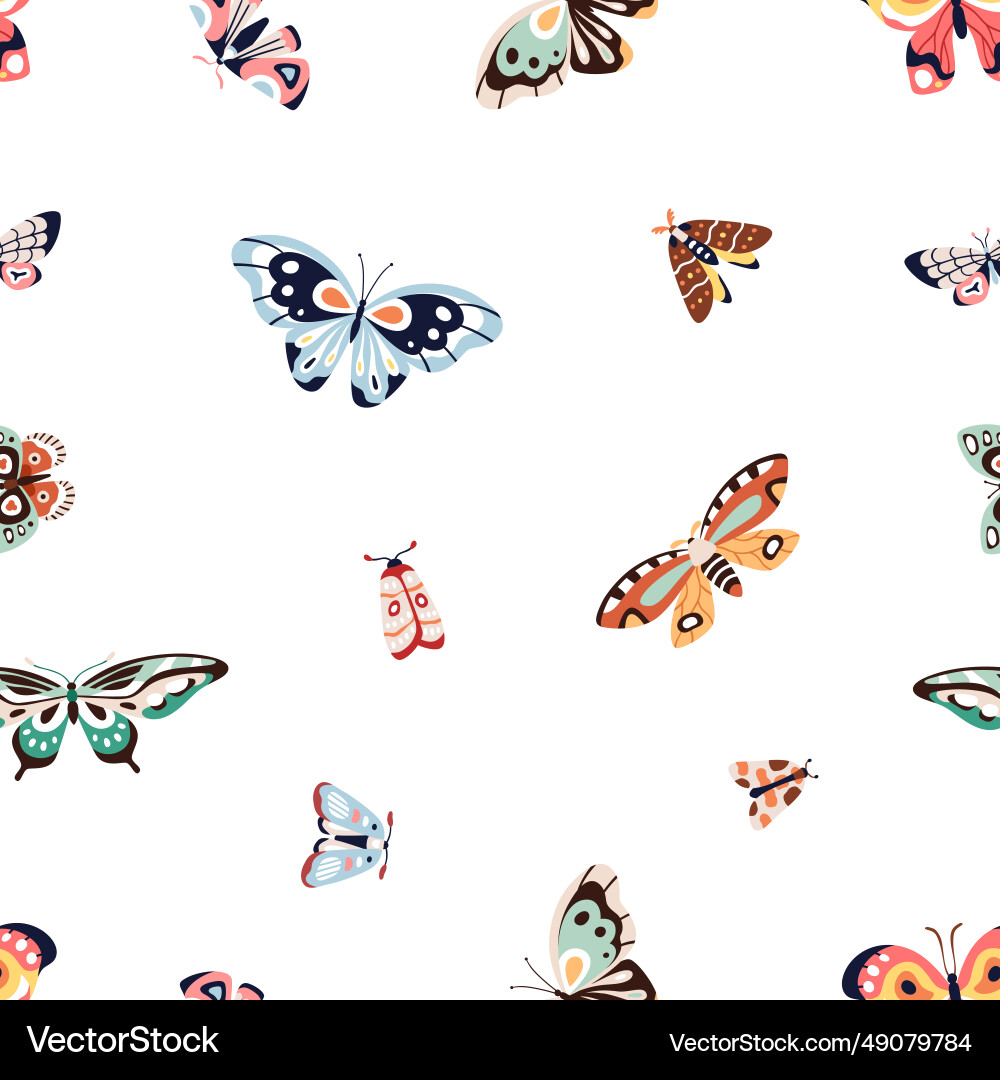 Seamless nature pattern tropical butterflies Vector Image