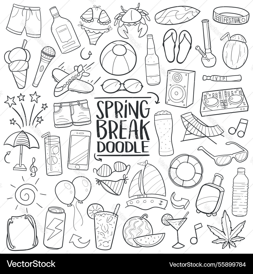 Spring Break Party Icons Royalty Free Vector Image