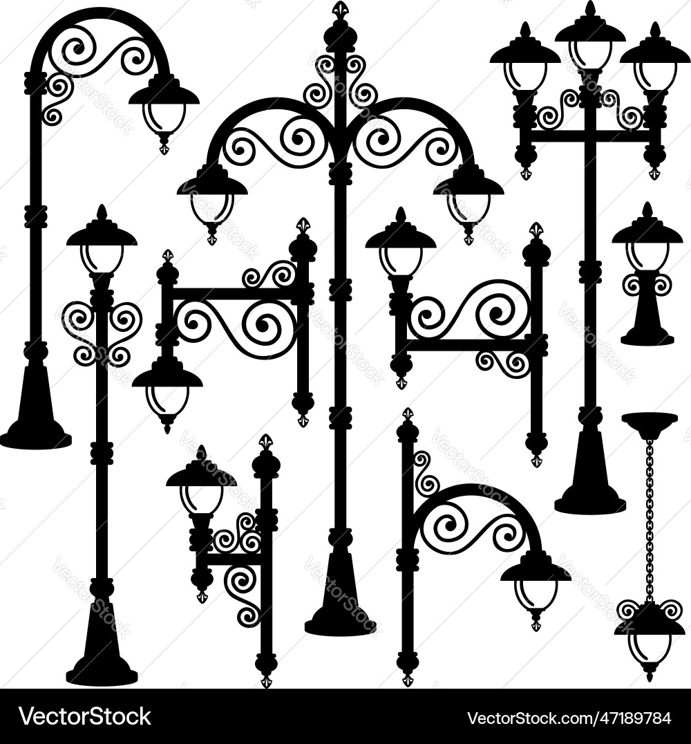 Street light lamp post 2 Royalty Free Vector Image