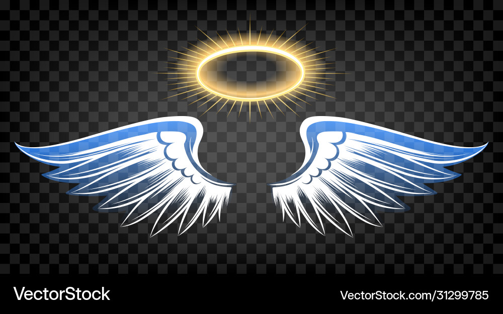 Angel wings with nimbus Royalty Free Vector Image
