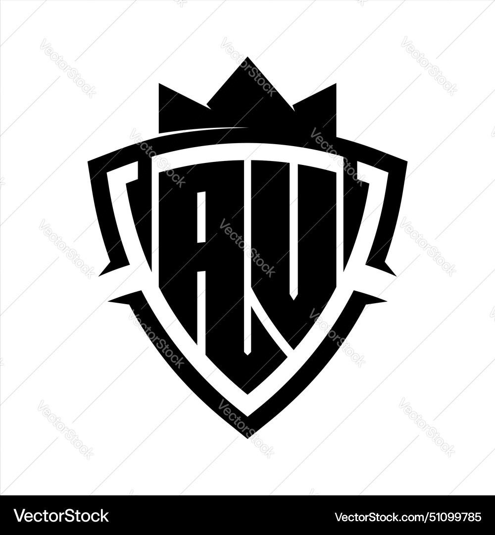 Av letter bold monogram triangle curve shield Vector Image