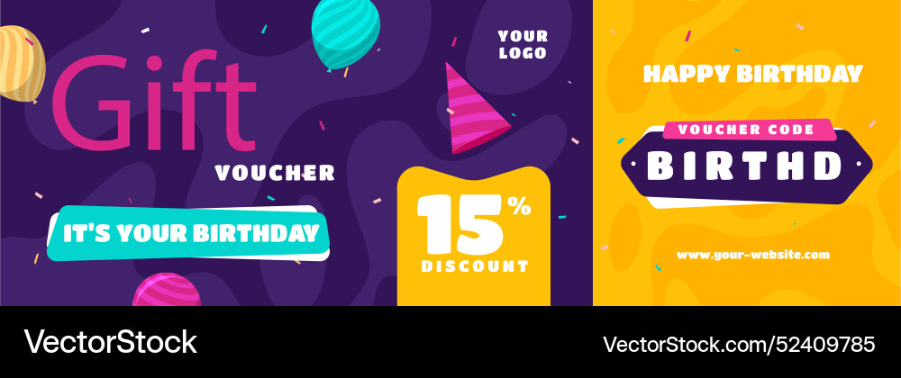 Birthday gift voucher template design Royalty Free Vector