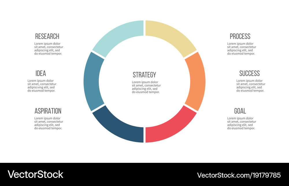 Business infographics pie chart with 6 sections Vector Image