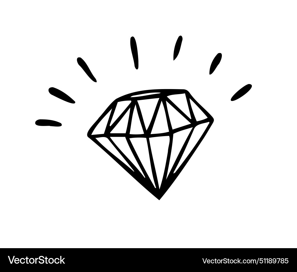 Diamond doodle icon hand drawn style outline Vector Image