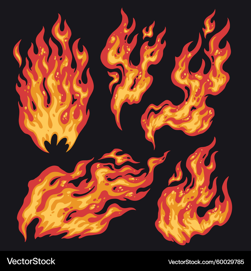 Dynamic Flames: Vibrant Fire Patterns Royalty Free Vector