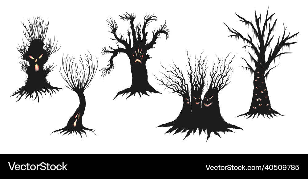 Haunted tree set Royalty Free Vector Image - VectorStock