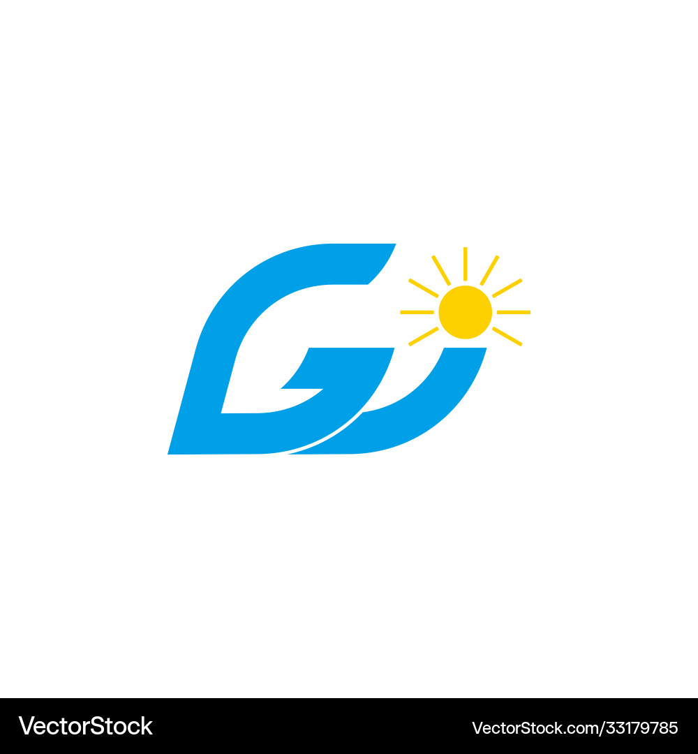 Letter gw waves sun geometric logo Royalty Free Vector Image