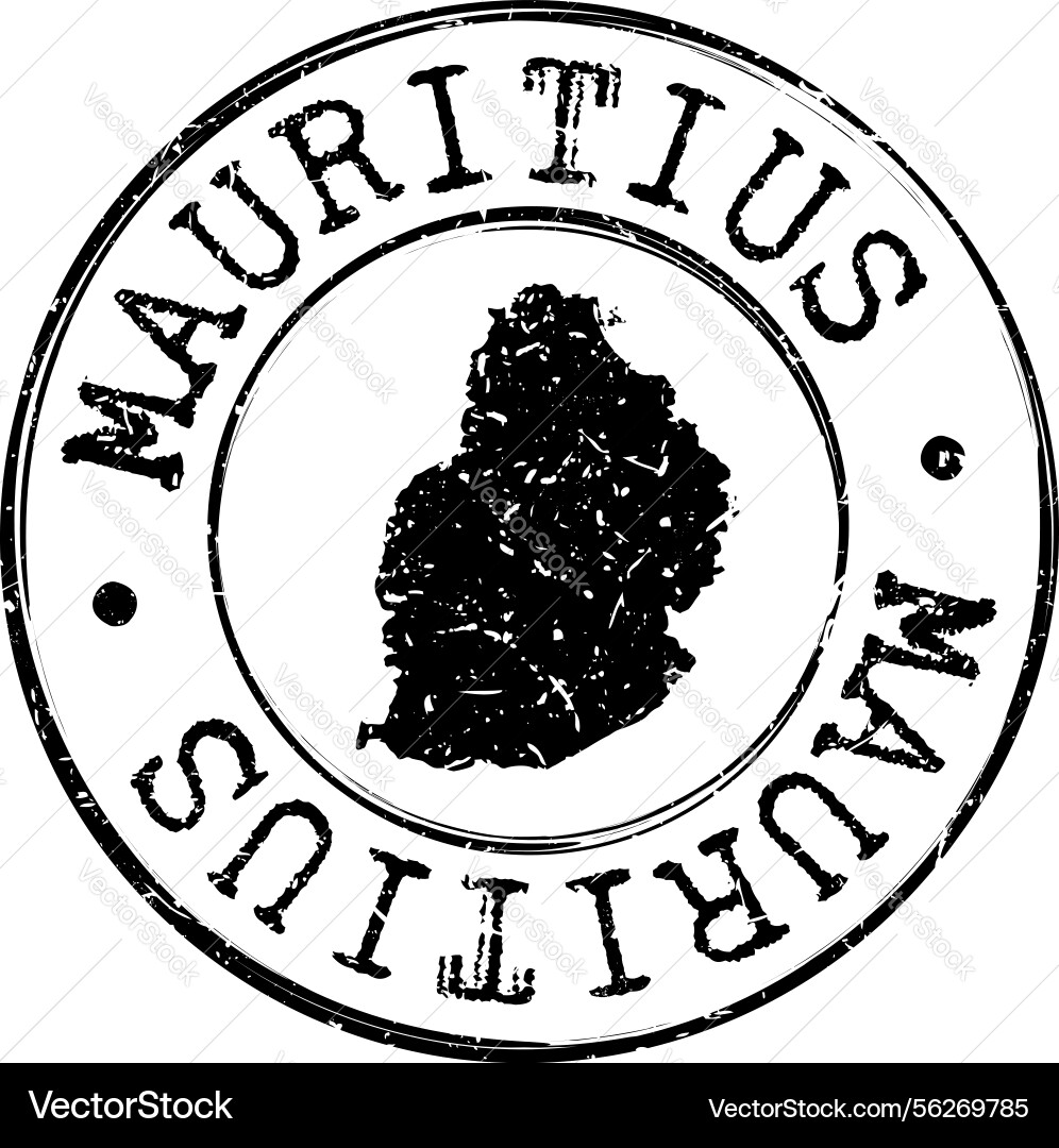 Mauritius stamp postal map Royalty Free Vector Image
