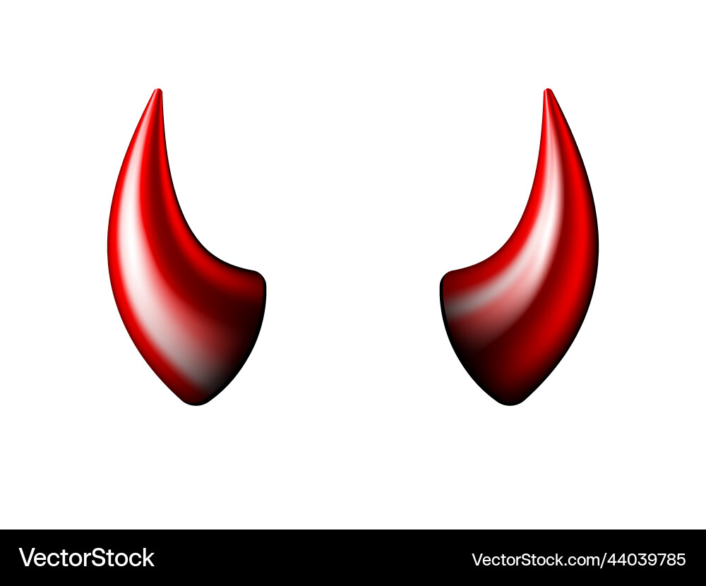 Realistic red and black halloween devil horns Vector Image