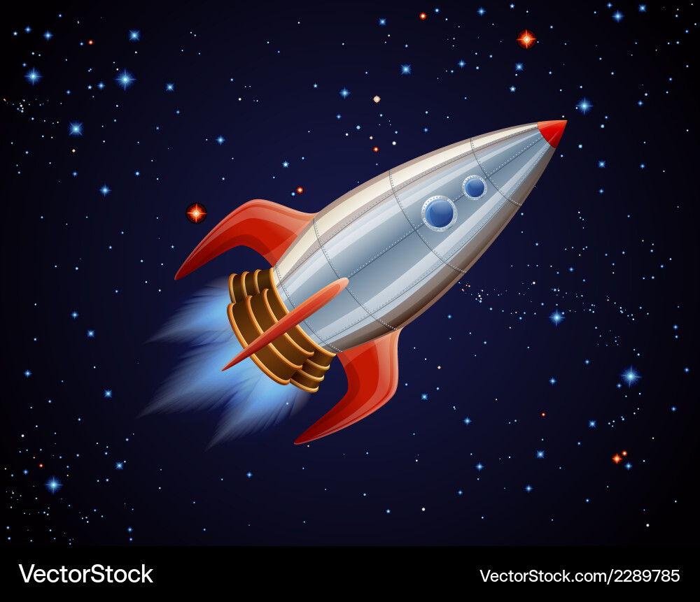 Rocket in space Royalty Free Vector Image - VectorStock