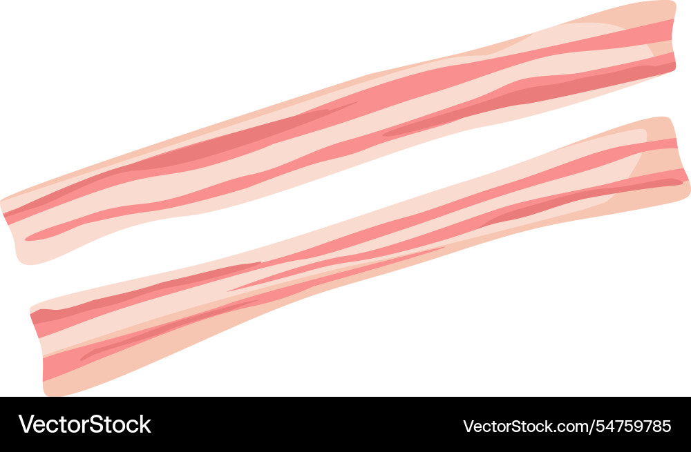Two strips of uncooked bacon lying diagonally Vector Image