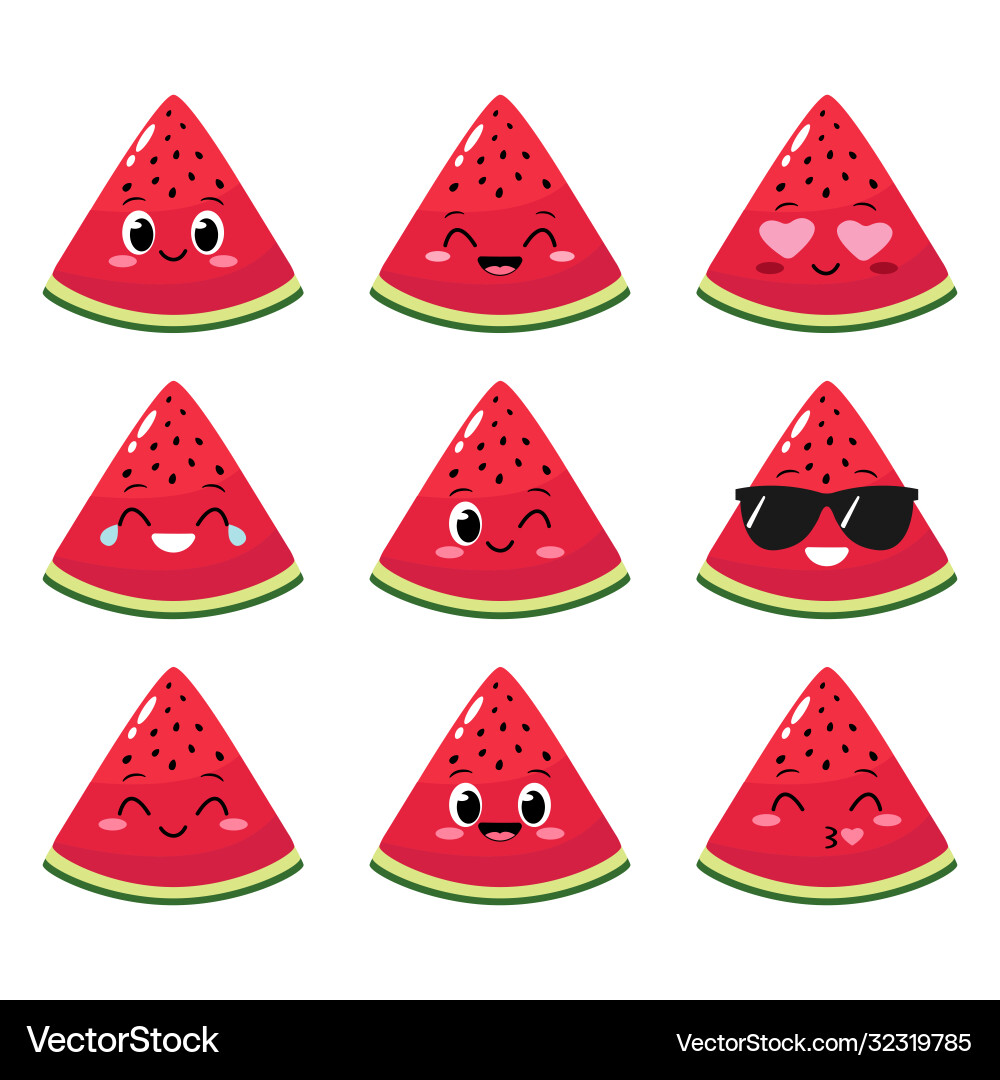 Watermelon slice character with funny face Vector Image