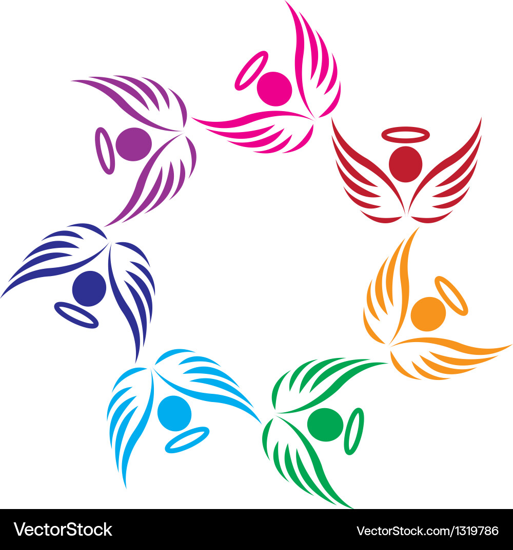 Angel Support Logo - Teamwork & Hope Vector Image