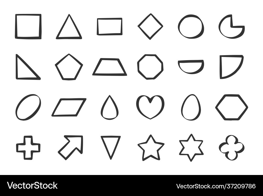 Basic shape icon set hand drawn doodle icons Vector Image