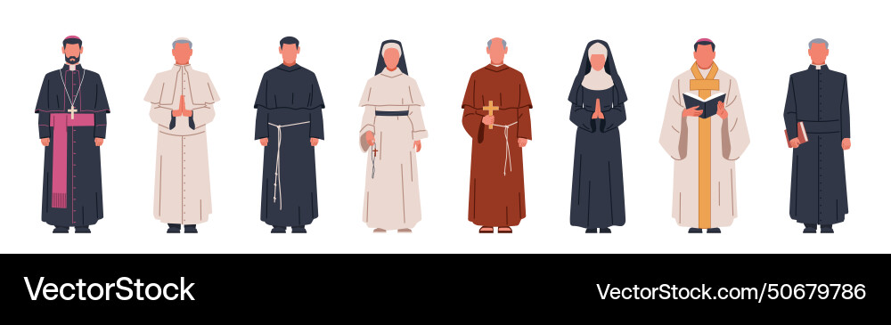 Catholic church characters christianity direction Vector Image