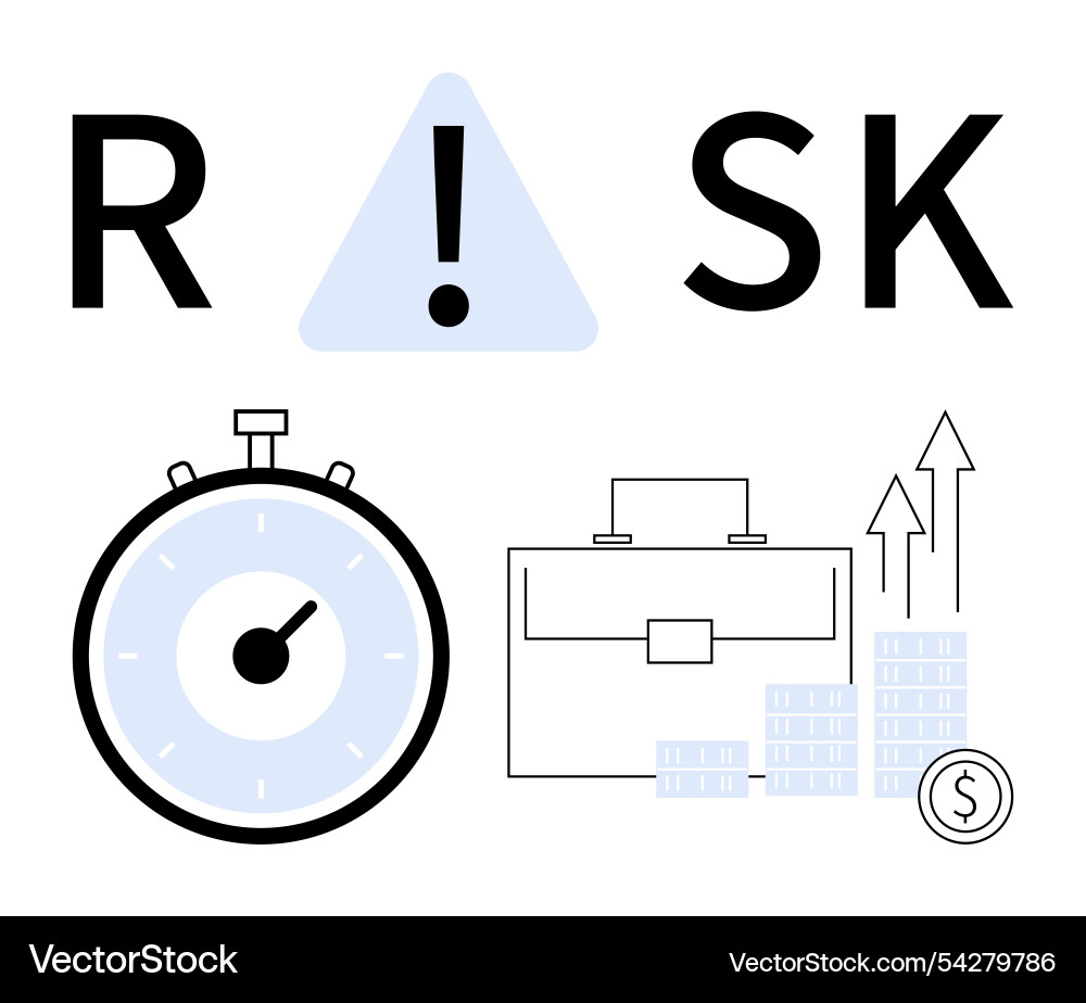 Concept of risk management with clock briefcase Vector Image