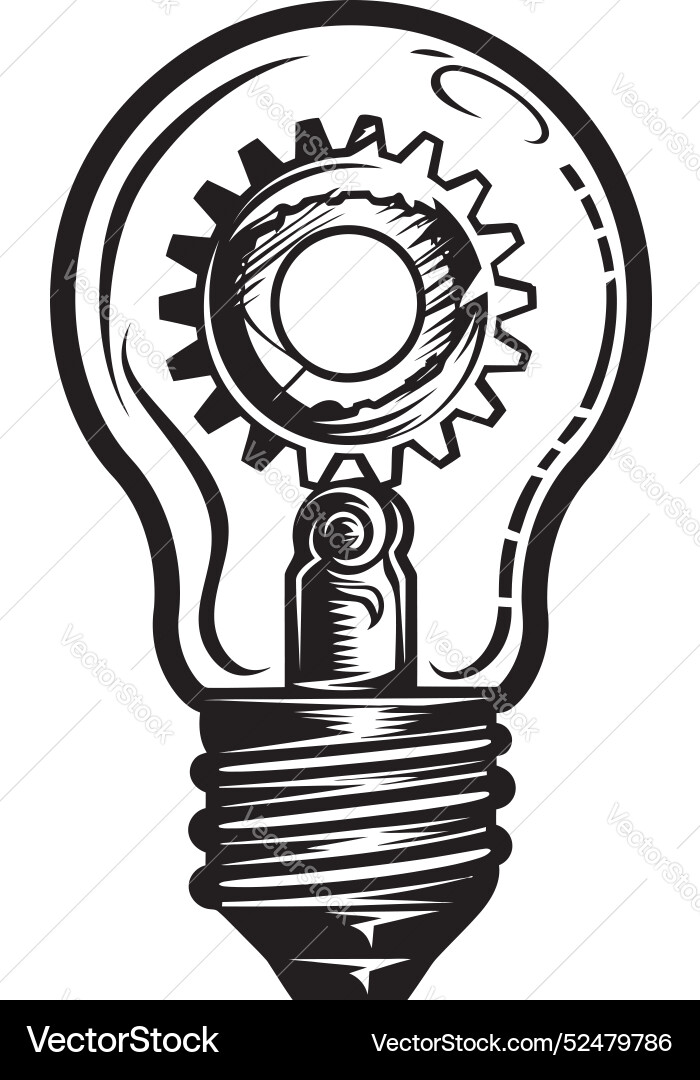 Gearlit glow steampunk bulb iconic design Vector Image