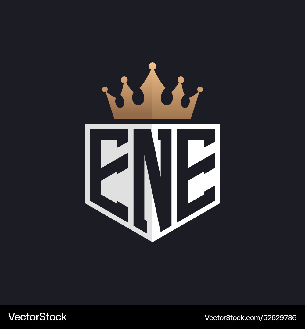 Luxury ene logo with crown elegant initials Vector Image
