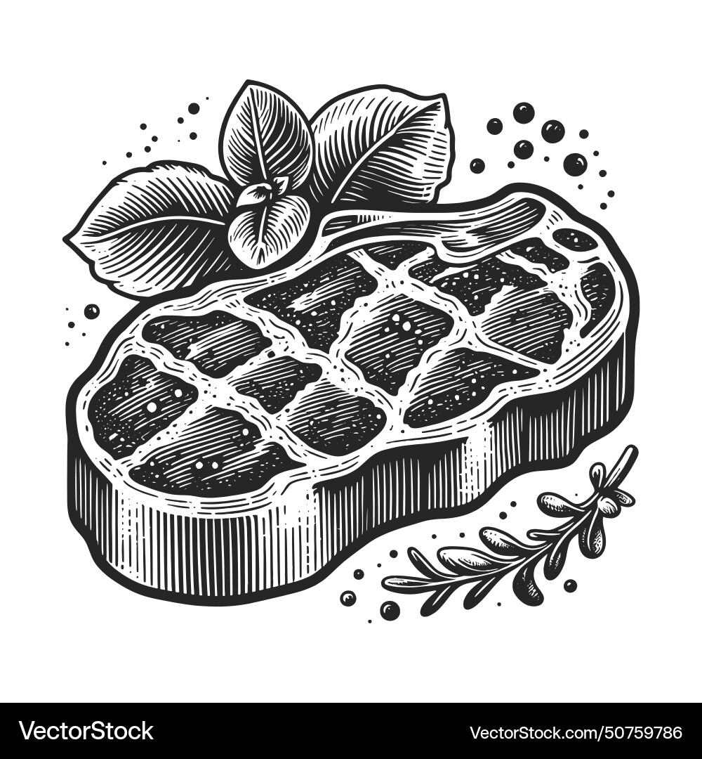 Meat steak sketch Royalty Free Vector Image - VectorStock