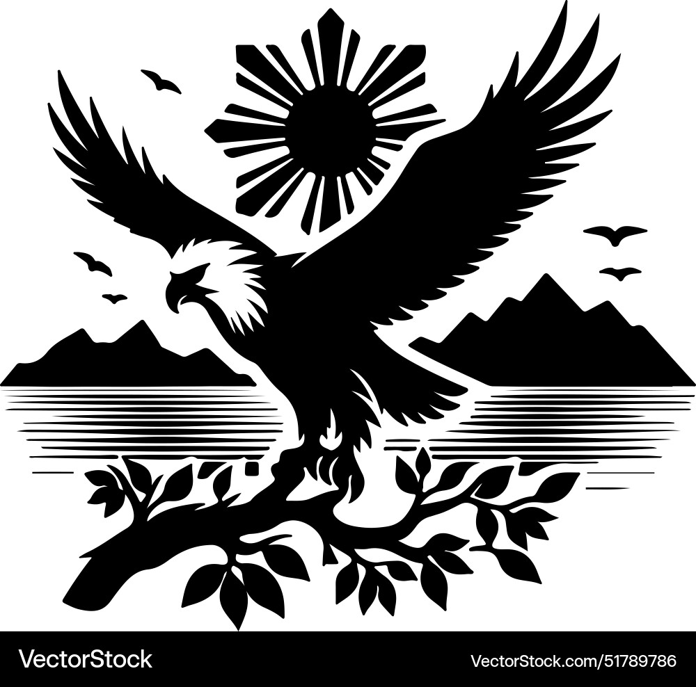 Philippine eagle isolated black design Royalty Free Vector
