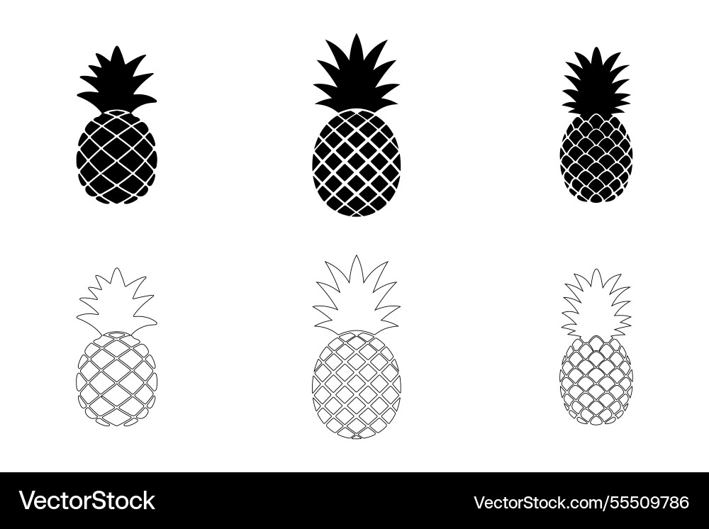 Pineapple icons set Royalty Free Vector Image - VectorStock