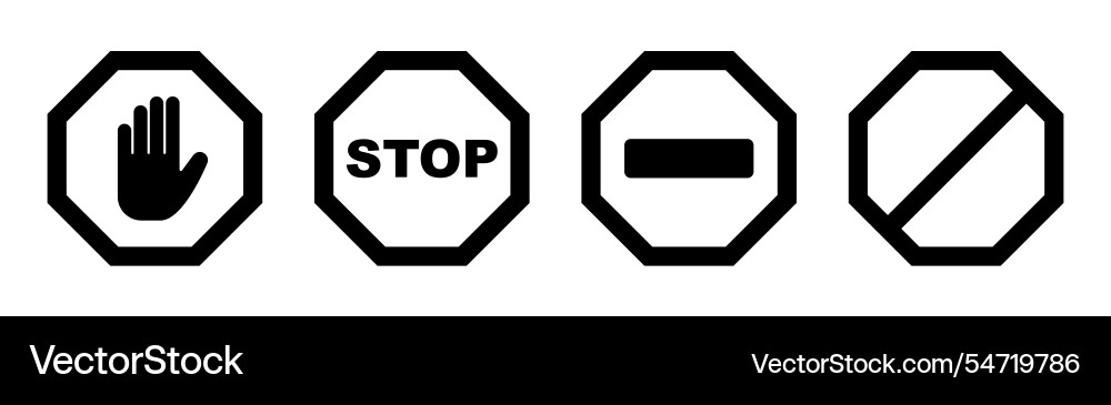 Stoppschild schwarz verboten Symbol Octago Vektorbild