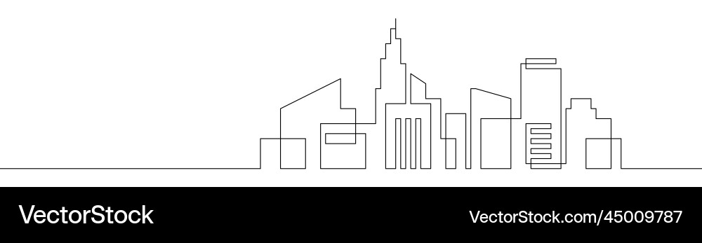 Continuous line city building one single outline Vector Image